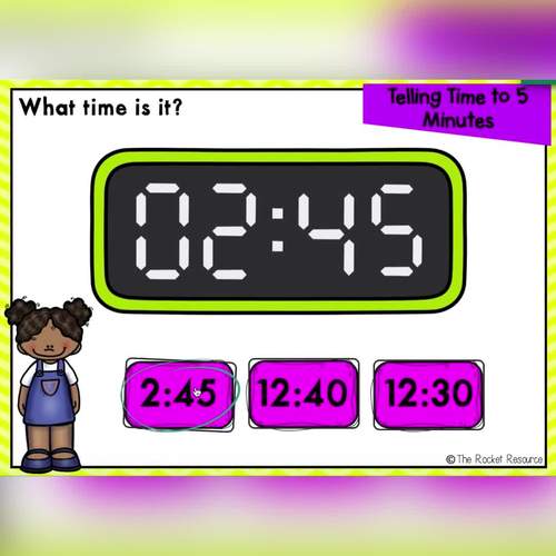 Telling Time to the Nearest 5 Minutes BOOM™ Cards 2.MD.7 by The Rocket ...