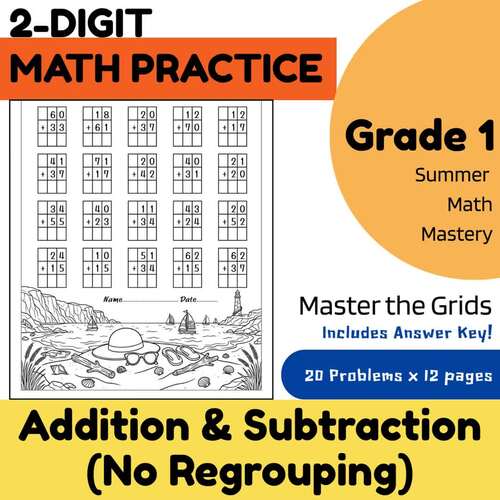 Summer Math Mastery: 2-Digit Addition & Subtraction No Regrouping Grade 1