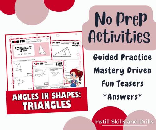 Angles of Triangle | Sum Theorem and Exterior Angle Worksheets & Video Link