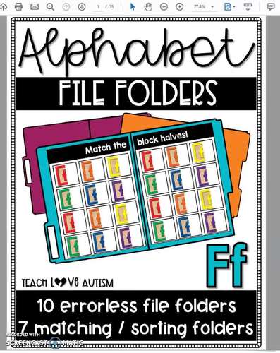 Alphabet File Folders Letter F by Teach Love Autism | TPT