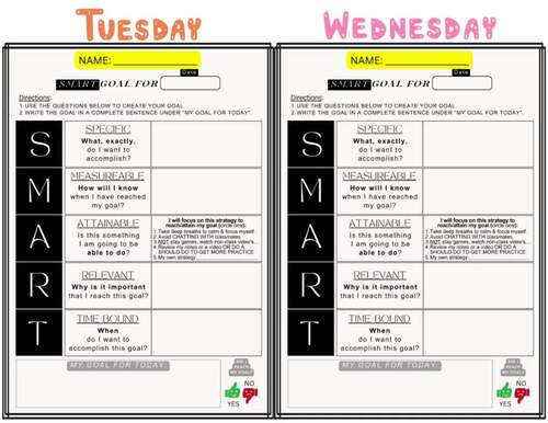 SMART GOALS: Weekly Planner & Mon-Fri Daily Goal-setting (MCP) | TPT