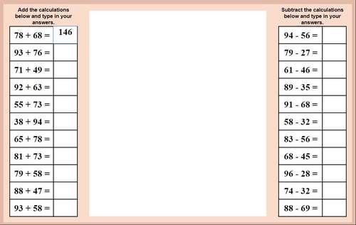 Mystery Digital Pixel Art NO PREP Kitten 2-digit Addition and Subtraction