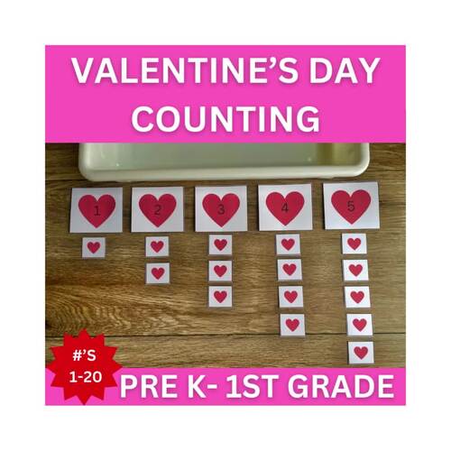 Valentine's Day Math Activity | Counting Activity | Pre K- 1st Grade