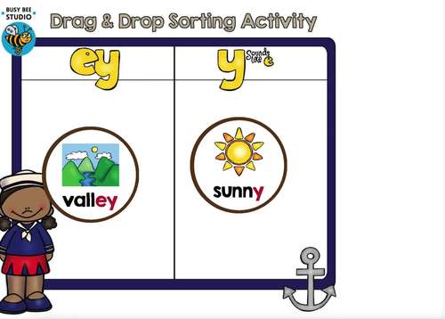 Long E Game EY and Y sounds like e Sorts Boom Cards by Busy Bee Studio