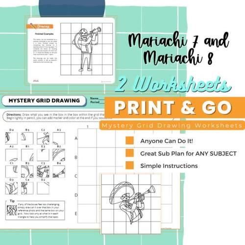 HIGH SCHOOL ART SUB PLAN/WORKSHEET: Mystery Grid Day of the Dead ...