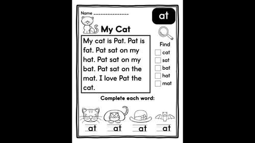 CVC Words Phonics Passages and Practice Sheets by Little Hands on Learning