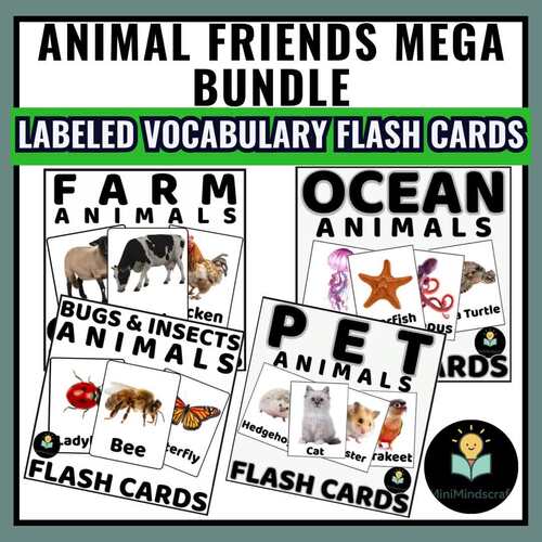 Animal Friends Mega Bundle - Flash Cards by MiniMinds craft | TPT