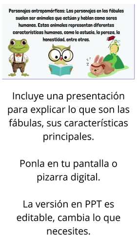 Fabulas escritura Narrativa Spanish Fables Reading Comprehension in Spanish