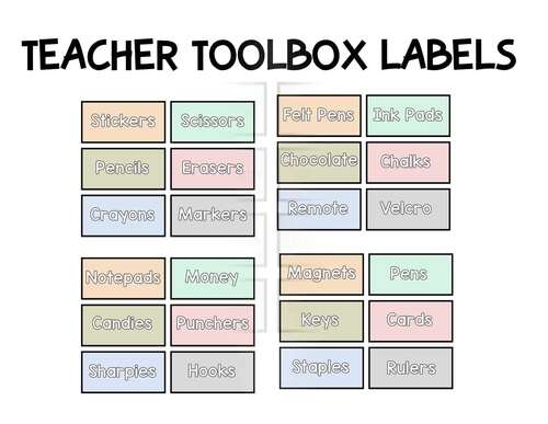 Printable Calm Colors Teacher Toolbox Labels, Editable Toolbox Labels