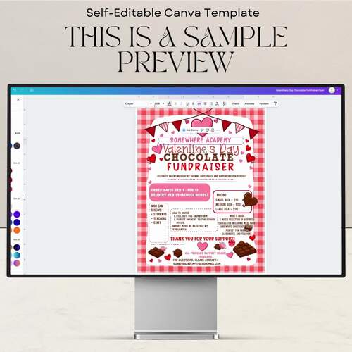 Valentine's Day Chocolate Fundraiser Flyer | PTO PTA School Fundraiser ...