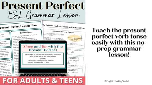 Adult ESL Present Perfect Verb Tense English Grammar Lesson Plan ...