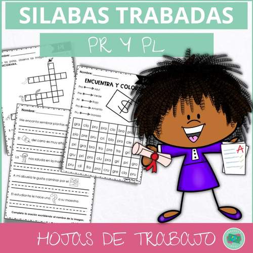 Silabas trabadas con PR y PL - Spanish Blends - Worksheets by Joyfully Dual