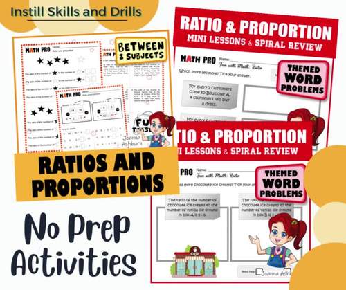 Equivalent Ratios Guided Practice and Word Problems Worksheets BUNDLE