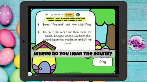 Easter Literacy Centers - Phonemic Awareness Games - Google Slides™