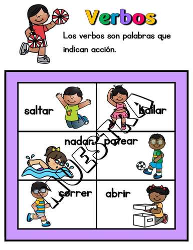 Spanish Action Verbs/ Verbos de Acción Printable Practice Pages | TPT
