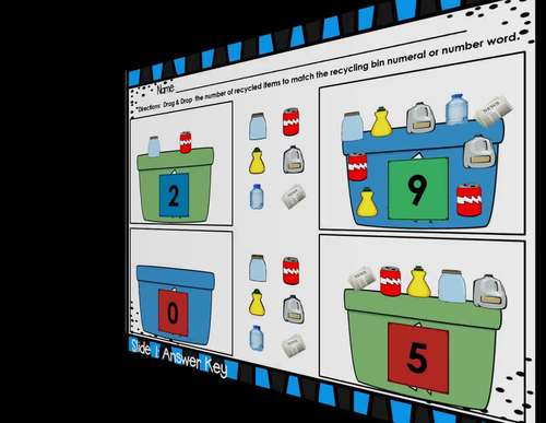 Earth Day Recycling Counting for Digital Google Slides Numbers & Number ...