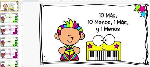 10 more 10 less 1 more 1 less Spanish Google Slide by Recursos Arcoiris