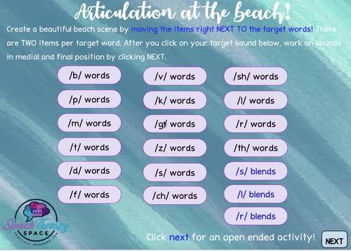 Articulation at the Beach, ALL SOUNDS & BLENDS, DIGITAL LEARNING BOOM CARDS
