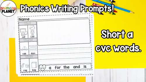 Phonics Picture Writing Prompts - Short A CVC Words - Phonics Worksheets