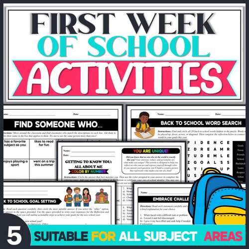 First Week of School Activities | Middle & High School Back to School ...