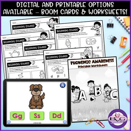 Phonemic Awareness Beginning Sounds Digital BOOM CARDS and PRINTABLE ...