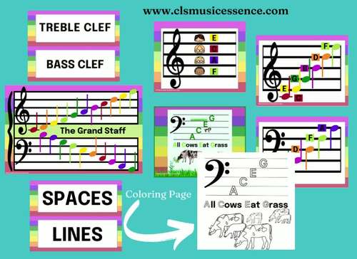 Notes on Bass and Treble Clef by CLS Music Essence | TPT