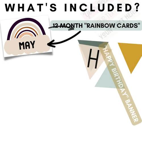 Boho Rainbow Birthday Bulletin Board | Editable | TPT