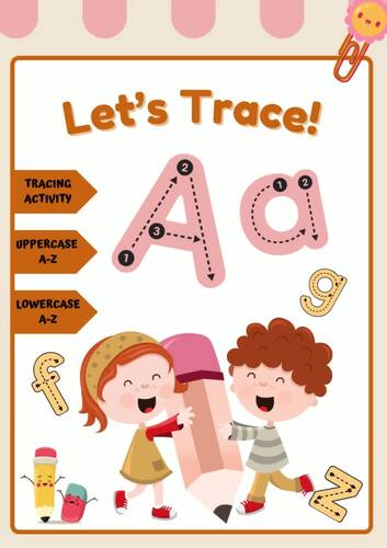 Tracing activity -Alphabet trace A to Z lowercase and uppercase 26 pages