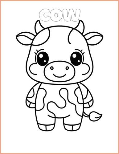 Cow Coloring Page | Farm Animal Worksheet | Printable PDF Poster | Kids ...
