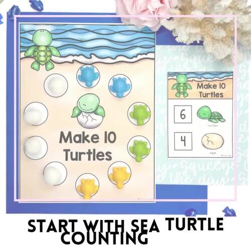 Make 10 Turtles Counting Activity & Life Cycle of a Turtle - Ocean Math ...