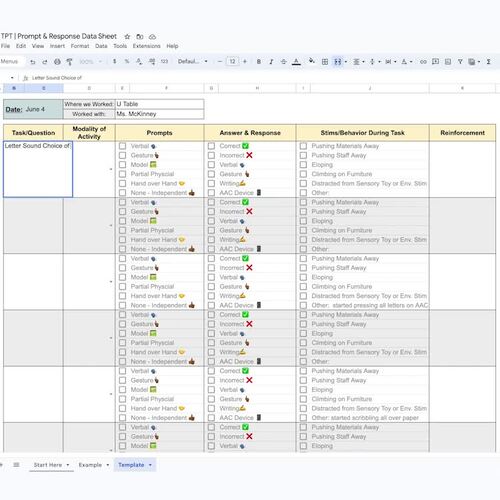 Prompting & Response Data Tracker | For Students with Limited Language