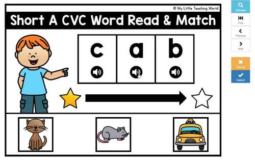 Short Vowel CVC Word Blend, Read and Match Boom Cards Bundle | Distance ...