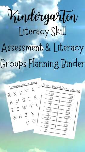 Kindergarten Literacy Skills Assessment & Literacy Group Planning Binder