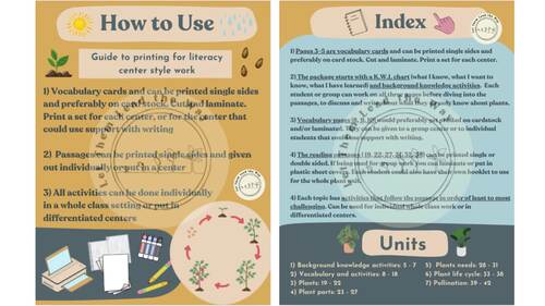 Plants: Life Cycle, Parts, Needs | Worksheets | Literacy Centers | Science