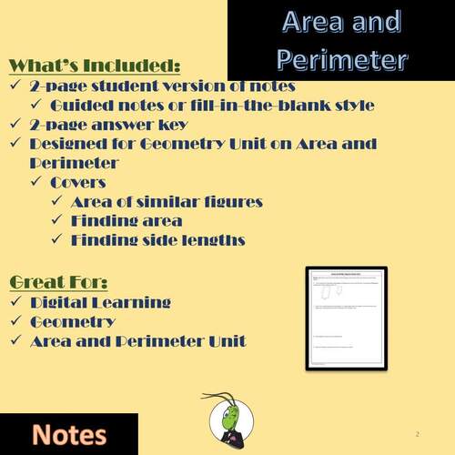 Area of Similar Figures Geometry Guided Notes Perimeter and Area Unit