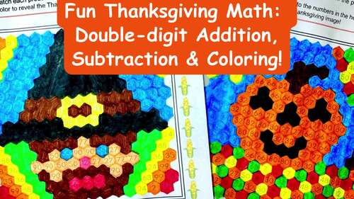 2nd Grade Subtraction Addition Math Color by Number Thanksgiving Hidden ...