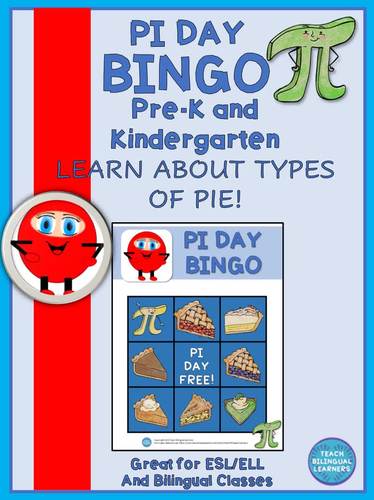 PI DAY BINGO GAME BILINGUAL PRESCHOOL AND KINDERGARTEN SPANISH AND ENGLISH