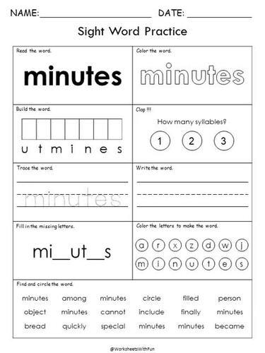 Sight Words Worksheets - Fry Fifth Hundred, High Frequency Word ...