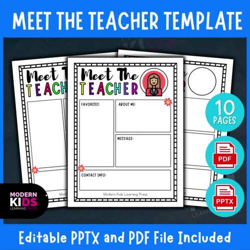 Meet the Teacher Template Editable Black and White PPTX | TPT