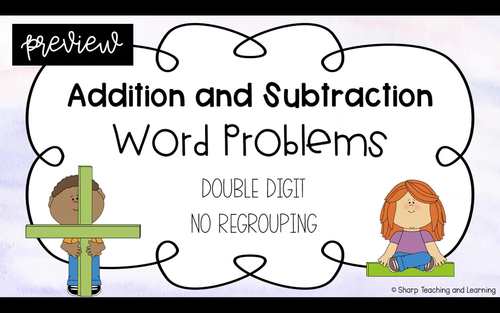 Double Digit Addition and Subtraction Word Problems PowerPoint, No ...