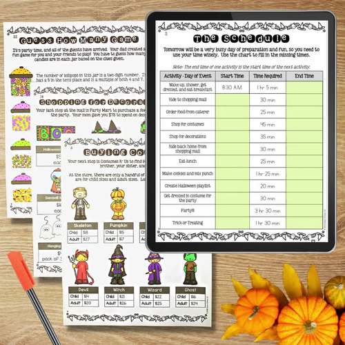 Halloween Math Project Worksheets: 4th, 5th & 6th Grade October Math ...