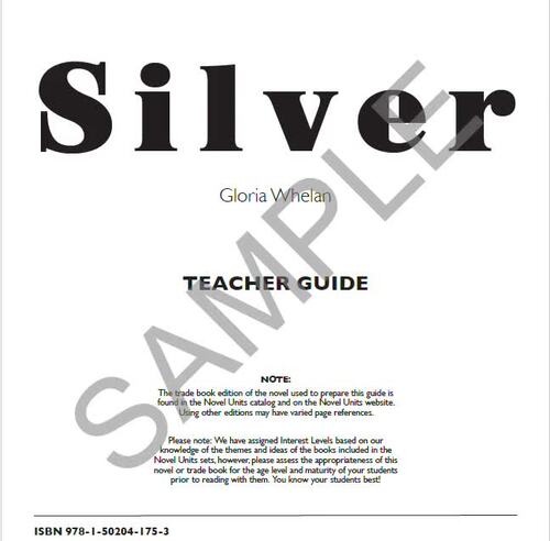 Silver Novel Units® Teacher Guide Novel Study | TPT
