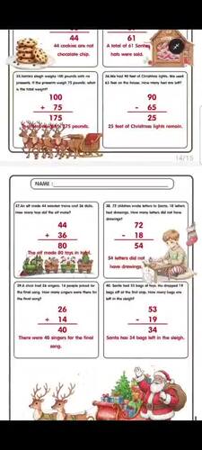 40 Christmas Word Problems Mixed Addition & Subtraction (0-100) by Nucham