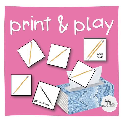 Open-ended Pencil Themed Tissue Box Card Game for Speech-Language ...