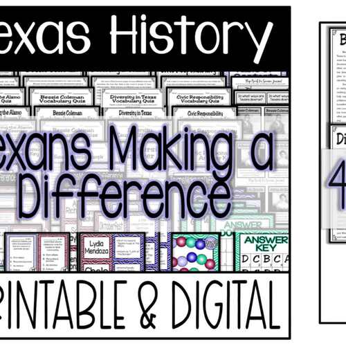 4th Grade Texas History / Texans Making a Difference / TEKS Based