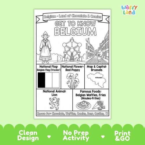 Belgium Country Study | Geography Coloring Poster | Europe Activity ...