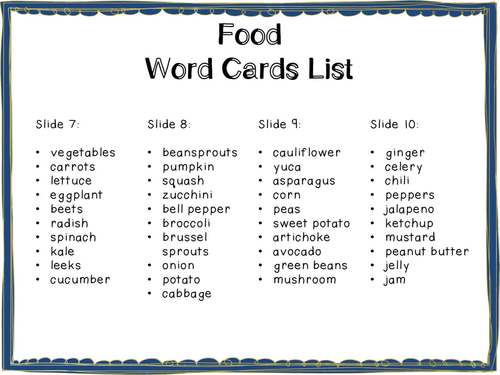 Food Word Wall Cards with Realia Pictures by ABC Penguin | TPT