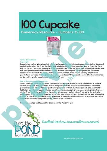 100 Chart Puzzle Math Activity | Cupcake Counting to 100 for Valentine ...