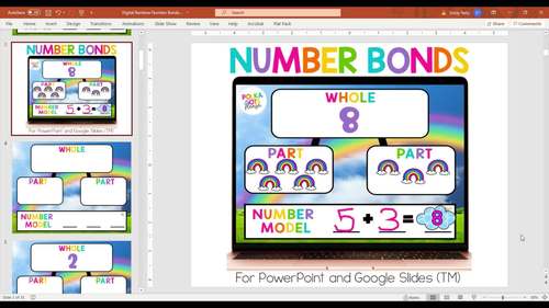 Number Bonds Rainbow Math for Google (TM) & PowerPoint | Distance Learning