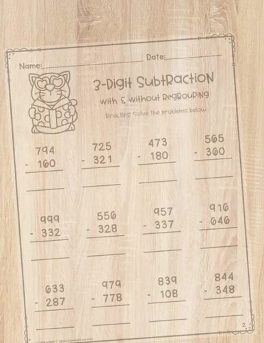 Back to School 3 Digit Addition & Subtraction With & Without Regrouping ...
